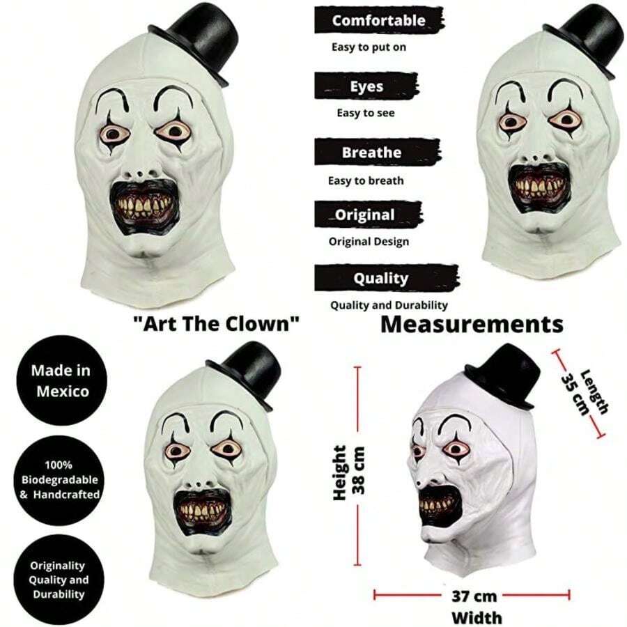 REV Art Clown, Máscara de Látex de Payaso Demoniaco con Licencia ...