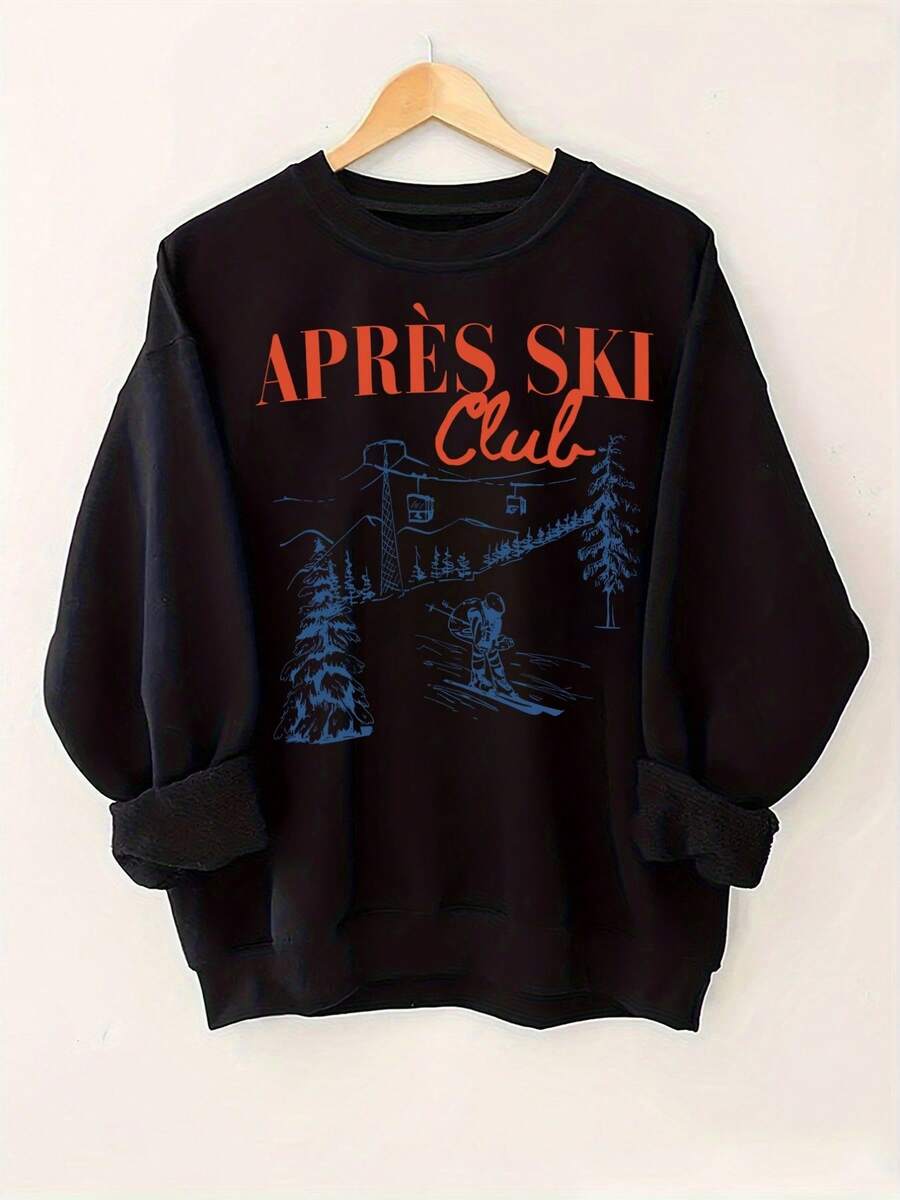 S Mujer Sudadera con capucha con estampado del logo del Club de Esquí ...