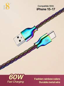 D8 USB A To USB Type C Cable 3A Quick Charge 3.0 Fast Charging Metal ...