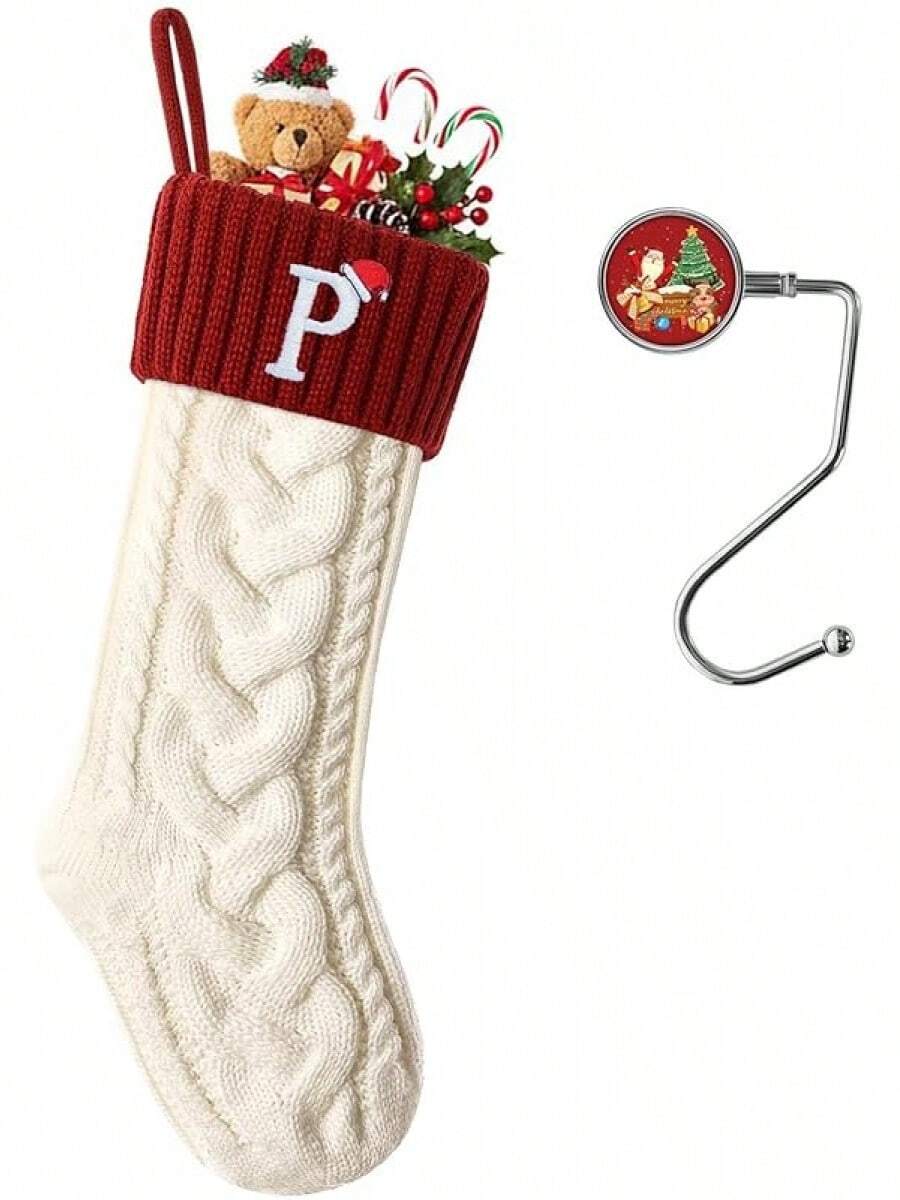 Christmas Stockings Personalized Custom Initials 18 Inches Knitted ...