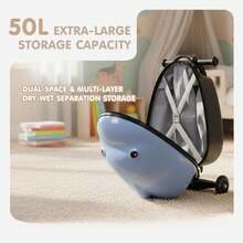 Advwin 4-In-1 Detachable Scooter Suitcase – 3D Dolphin Hardside Ride-On ...