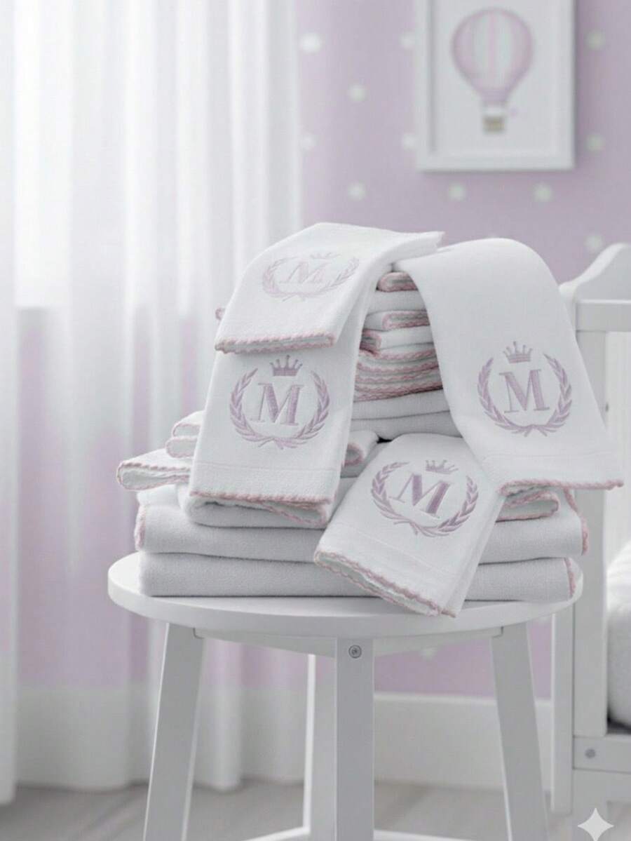 Kit 10 Personalized Embroidered Diapers Baby Initial 5 Shoulder + 5 ...