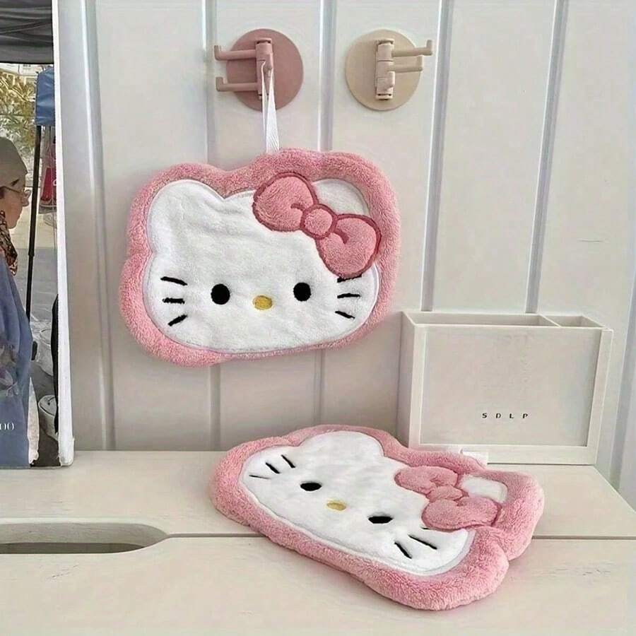 Sanrio KT Cat Hand Towels, Cute Cartoon Character , Thick Hanging Kitchen Bathroom Absorbent ...
