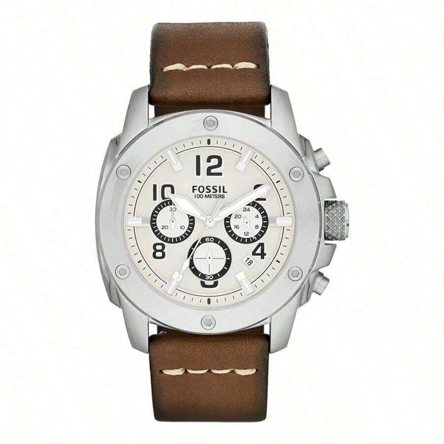 Fossil Men's Quartz Leather Three-Hand Watch Stainless Steel Case ...