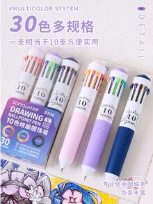 Languo 58-Color Oil-Based Ballpoint Pen - 10 Colors In 1 Multi-Color Pen For Journaling, Drawing ...