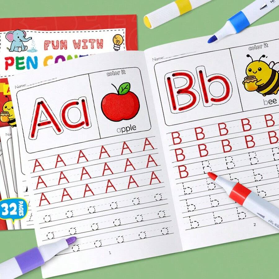 32 Pages, 26 Uppercase And Lowercase Letters, Learning To Write Letters ...