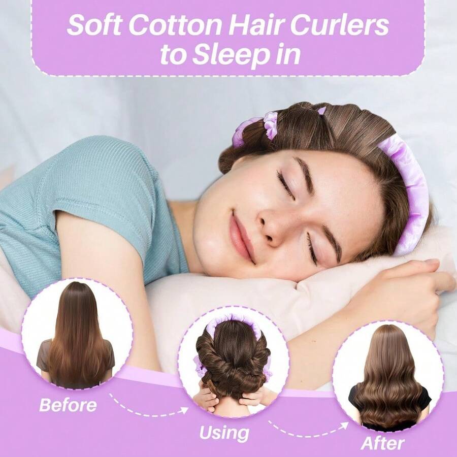 Satin Purple Heatless Curler Set - Overnight No-Heat Curls With Curling ...