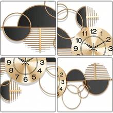 Large Wall Clock, Modern Silent Non - Ticking Metal Wall Art Wall ...