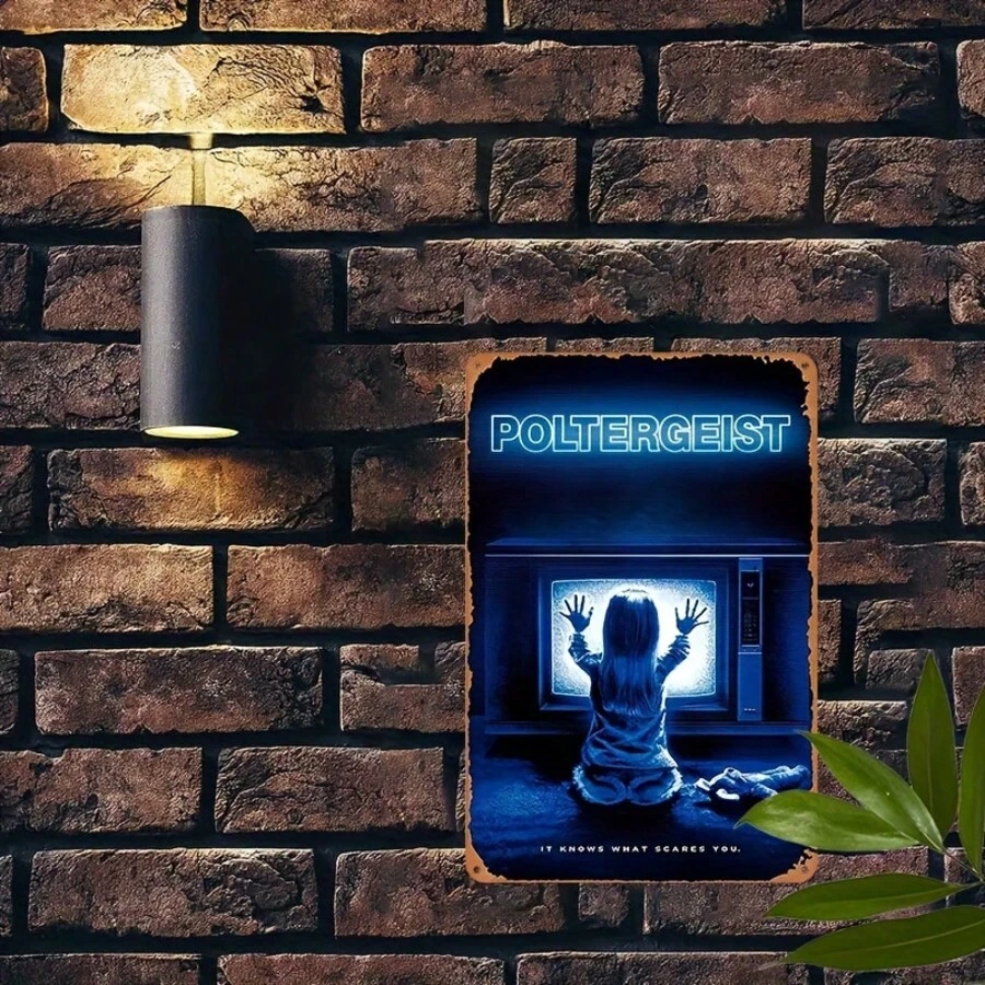 1pc Retro Poltergeist Aluminum Metal Sign, Vintage-Inspired Horror ...