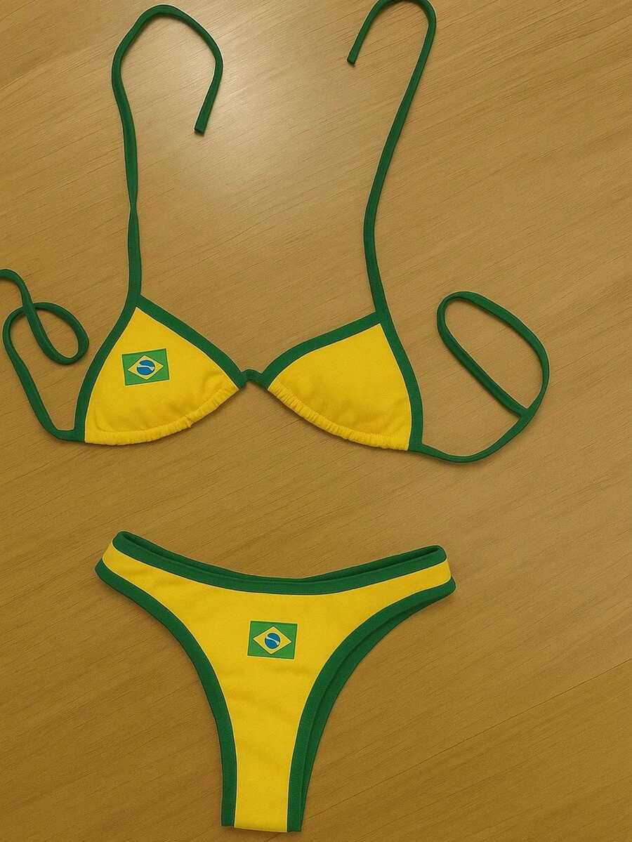 Biquíni Brasil Feminino Moda Praia Verão Copa 2025 e 2026 Cores da ...