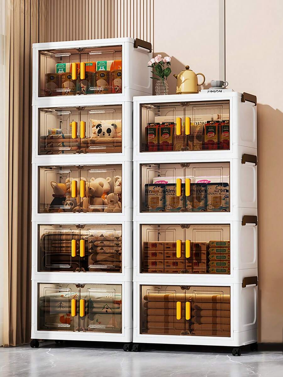 1pc 38cm/14.96in Wide Plastic Storage Cabinet, Small Foldable Storage ...