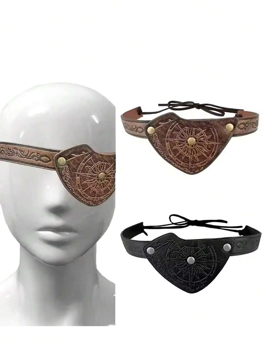 Medieval Embossed Eye Patches Vintage Leather Eye Mask LARP Cosplay ...