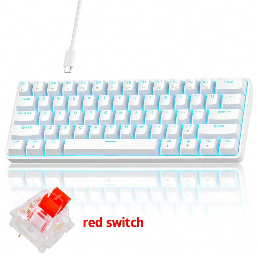 KL61 Wired 60% Mechanical Gaming Keyboard RGB Backlit 61 Keys Ultra ...