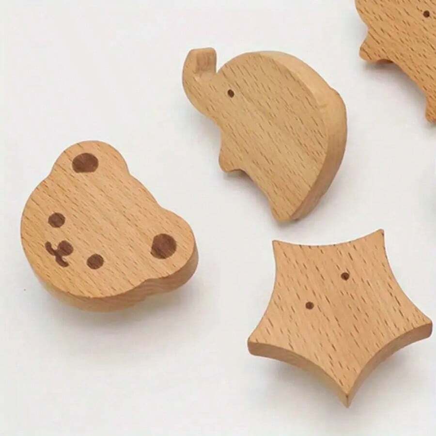 2pcs Wooden Door Knobs - Cute Cartoon Forest/Marine Animals Design ...