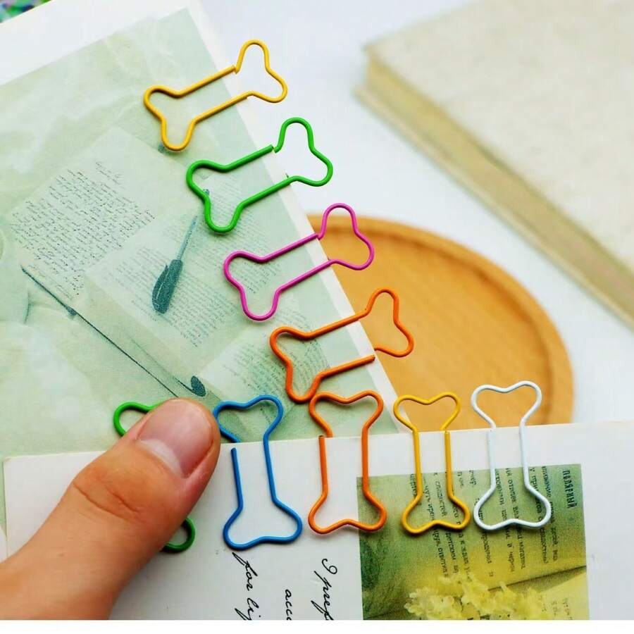 100pcs Colorful Bone Shaped Paper Clips, Unique Metal Clips, Creative ...