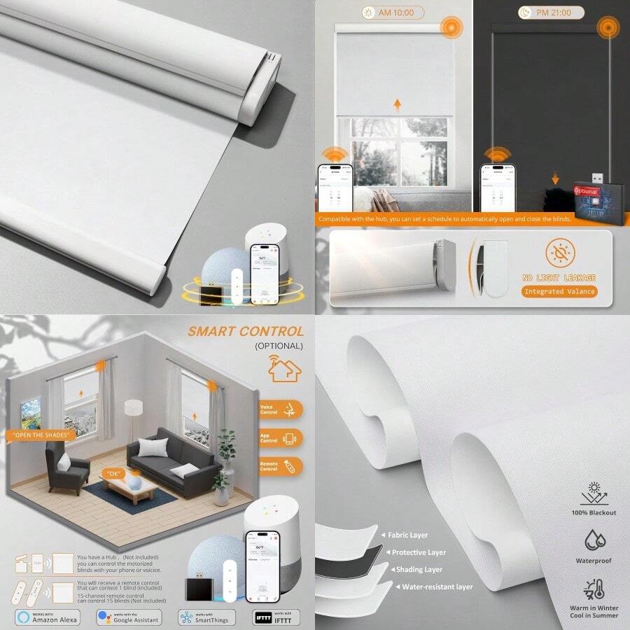 Persianas motorizadas con control remoto 100% opacas, persianas ...