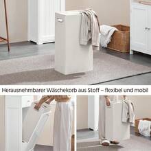 180 cm hoher Badezimmerschrank mit Wäschekorb, Schublade und Tür ...