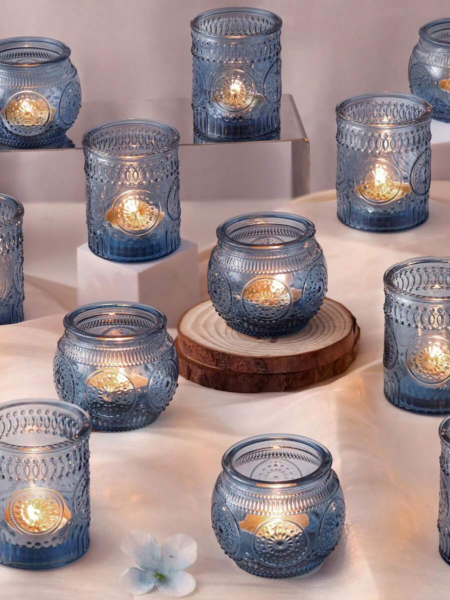 6 peças/Conjunto Suportes de Vela de Vidro Vintage, Suportes de Vela ...