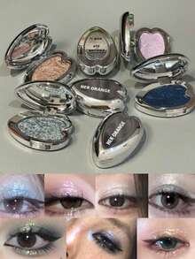 HERORANGE Metallic Glitter Heart Single-Color Eyeshadow Palette ...