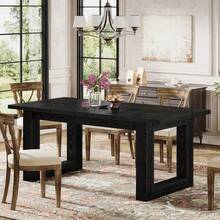 LITTLE TREE 63-Inch Dining Table, Modern Wood Kitchen Table, Large ...