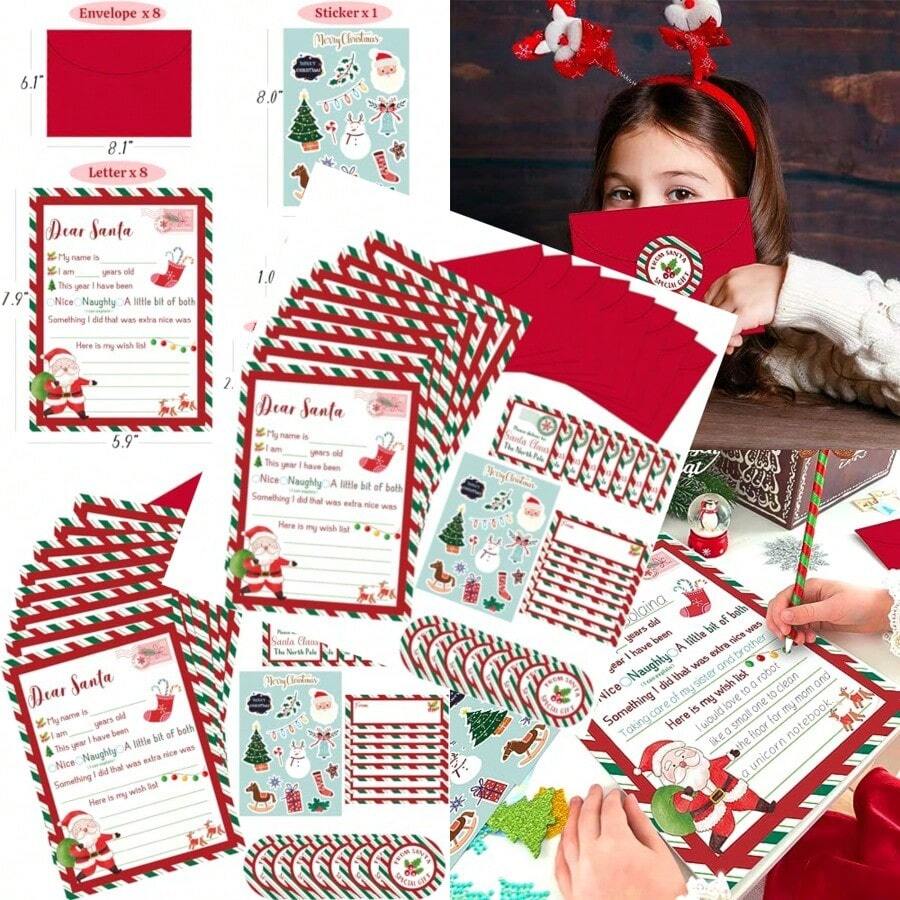 Christmas Official Letter To Santa Kit 8 Sets 5.9 X 7.9 Santa Letter ...