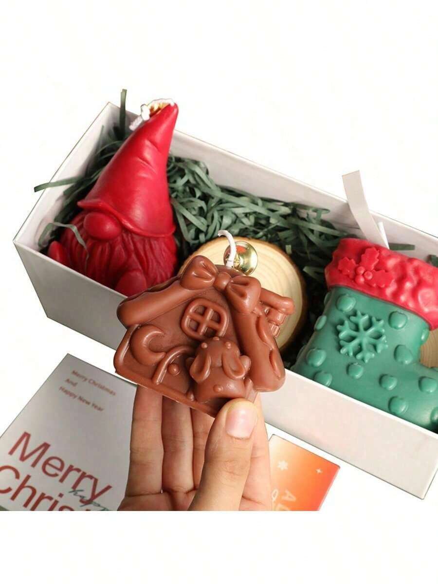 1 Set mit 3 Lebkuchenmann duftenden Kerzen, Weihnachtsbaum ...