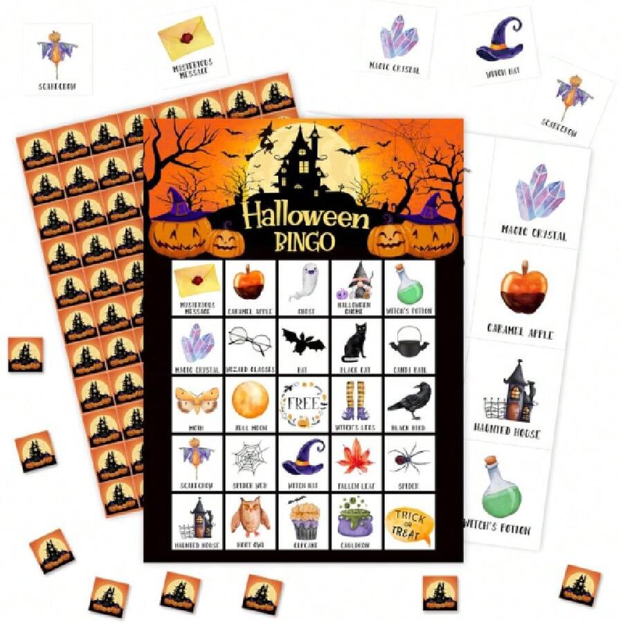 Halloween Bingo Games, Halloween Bingo Cards, Ghost Boo Theme Party ...