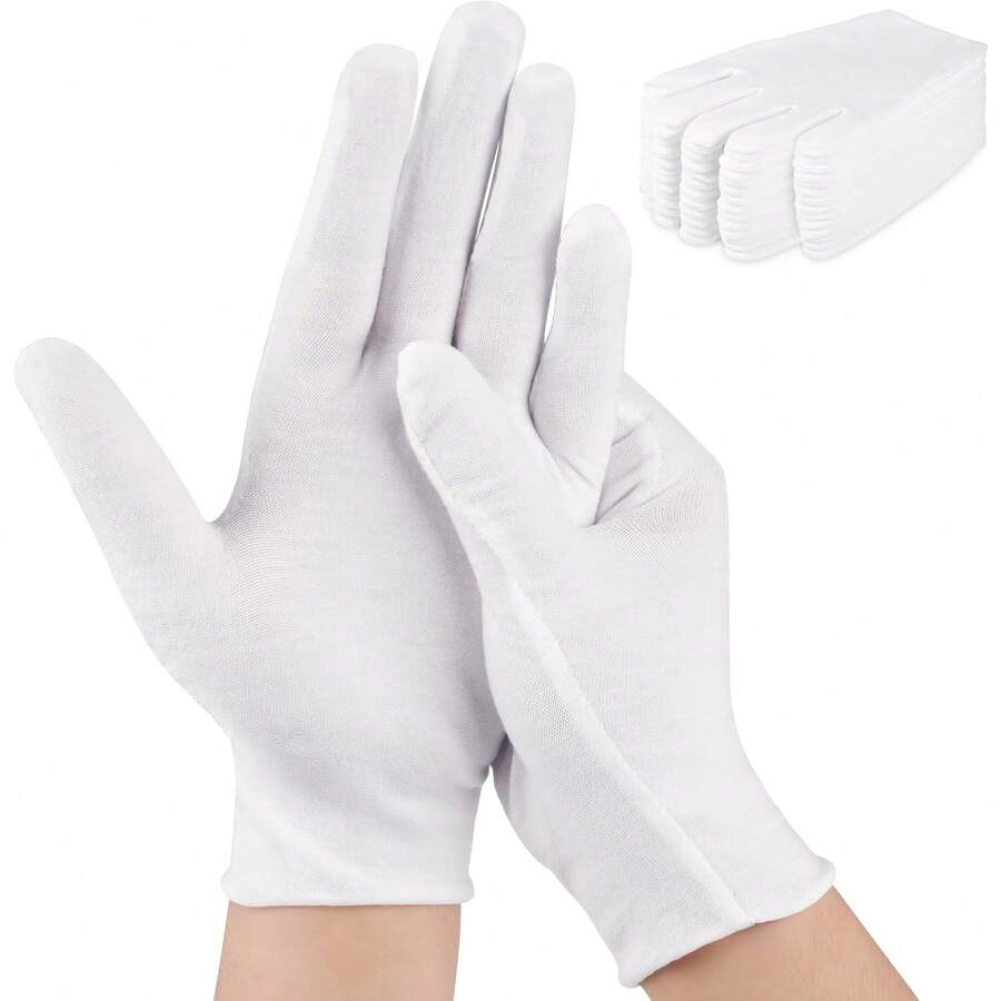 12pcs Of Size L White Gloves For Dry Hands, Men's And Women's ...