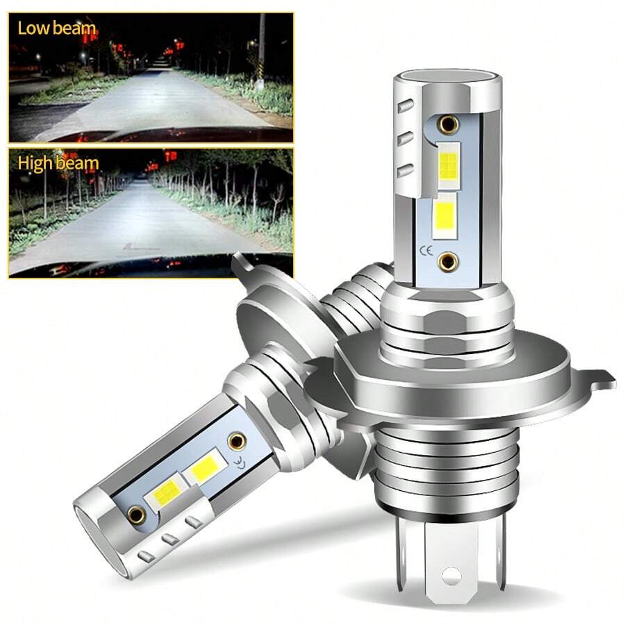 2pcs H4 LED Motorcycles Bulbs - 50000LM Ultra-Bright Xenon-Like White ...