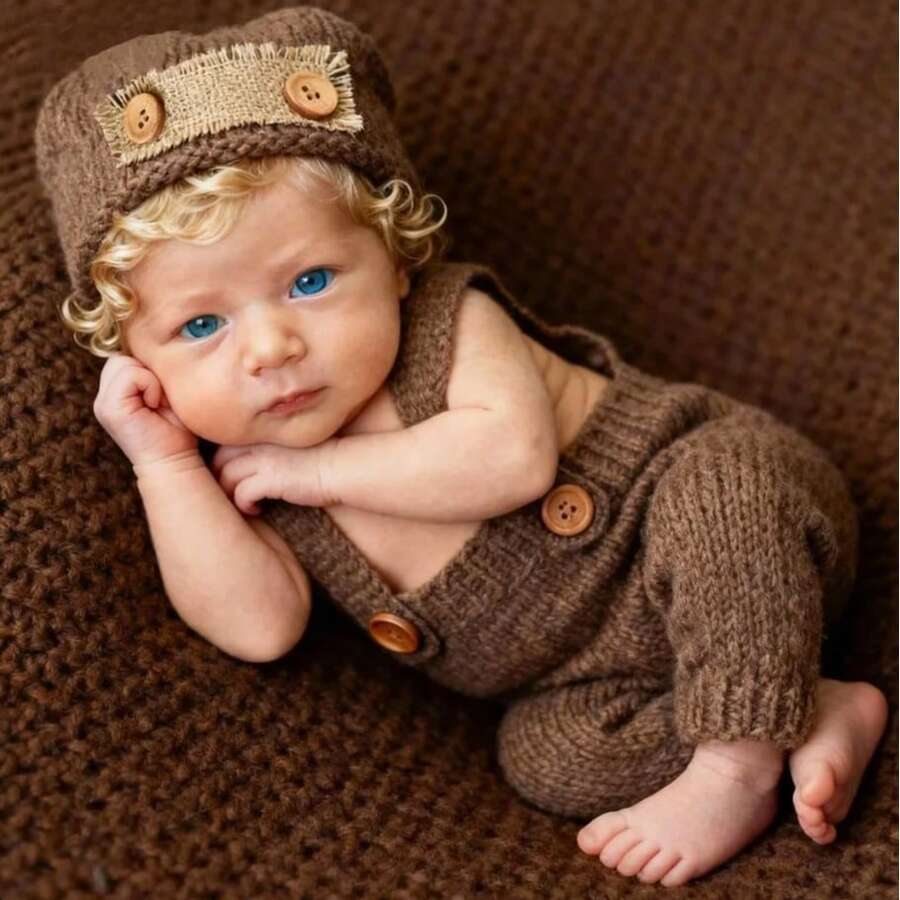 New Mori Style Baby Outfit, Handmade Knitted Set For Newborn ...