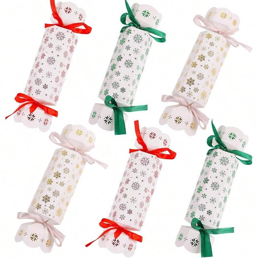 24 Packs Christmas No Snap Cracker Gift Treat Boxes DIY Snowflake Xmas ...