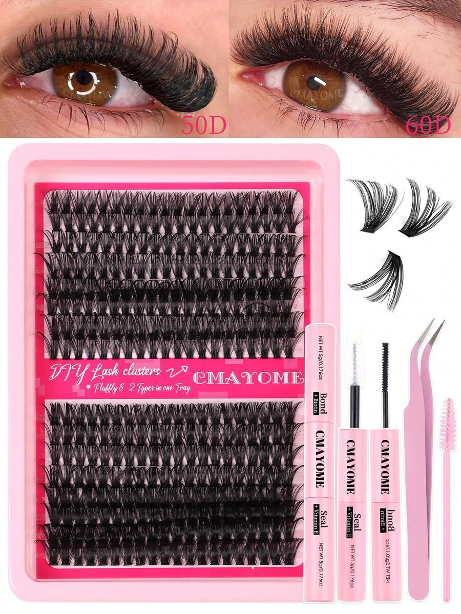 280 Clusters Of False Eyelashes, 10-18mm, D Curl, Mixed Densities ...