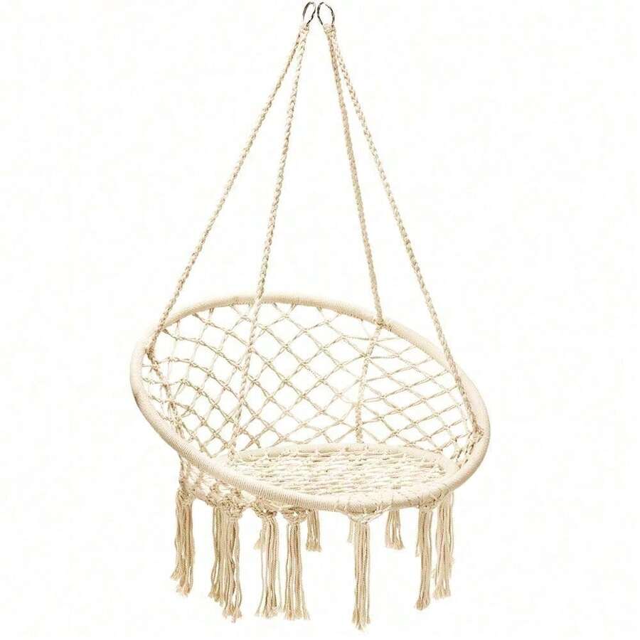 Macrame Hanging Hammock Chair Swing (Grey/Black) - Blend "Handwoven ...