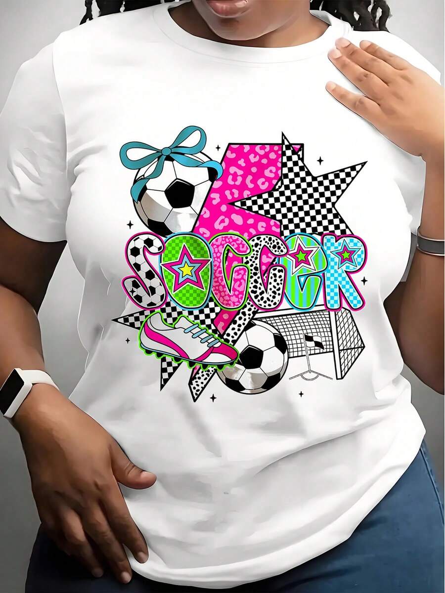 Soccer Girl T Shirt Fun Colorful Design With Soccer Ball Cleats And ...