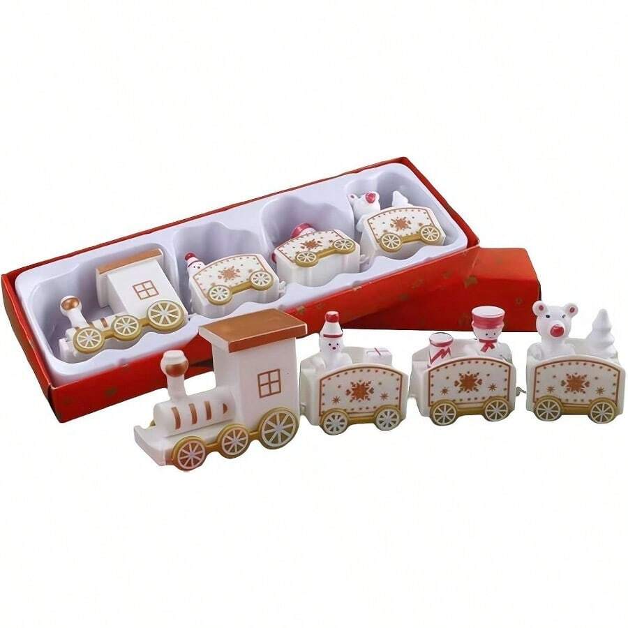 Christmas Train Set Decoration Mini Christmas Tree Train Decor For Xmas ...