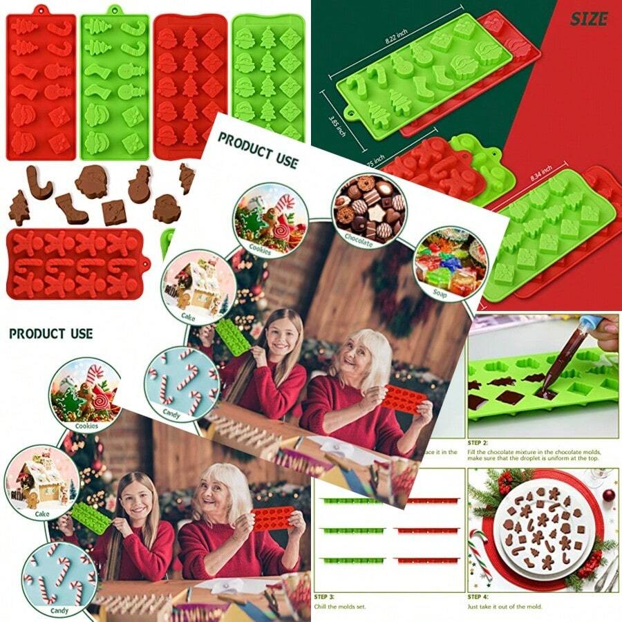 Christmas Chocolate Molds Silicone Candy Molds 6 Packs Santa Clause ...