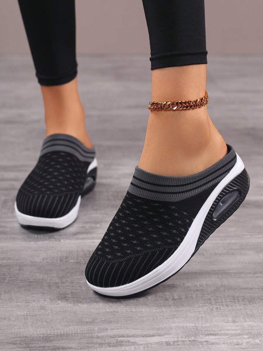 Plus Size Breathable Knit Slip-On Women Shoes, Air Cushion Shock ...