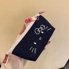Estojo de Lápis Bordado em Denim Fofo da Hello Kitty da Sanrio, Forro ...