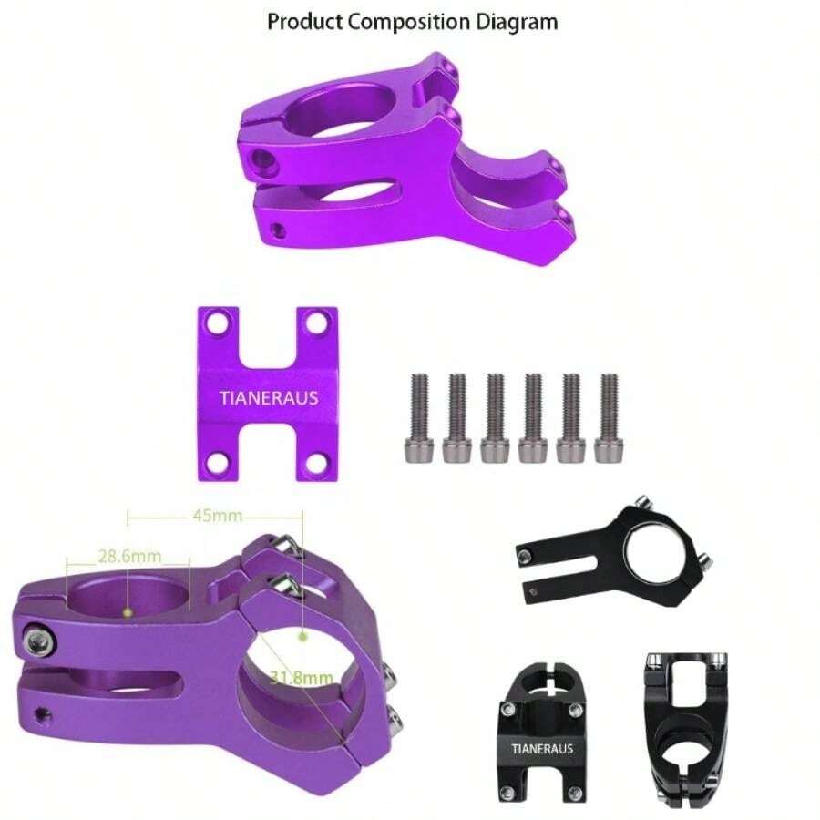 Bike Stem 45mm Short Stem Handlebar Riser Extender Road Bike, Mountain Bike, MTB, BMX, Cycling ...