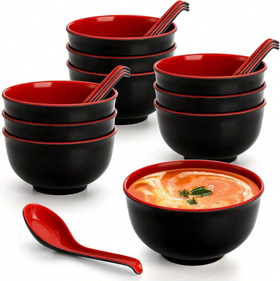 Lyellfe Set Of 10 Miso Soup Bowl With Spoon, Restaurant Quality ...