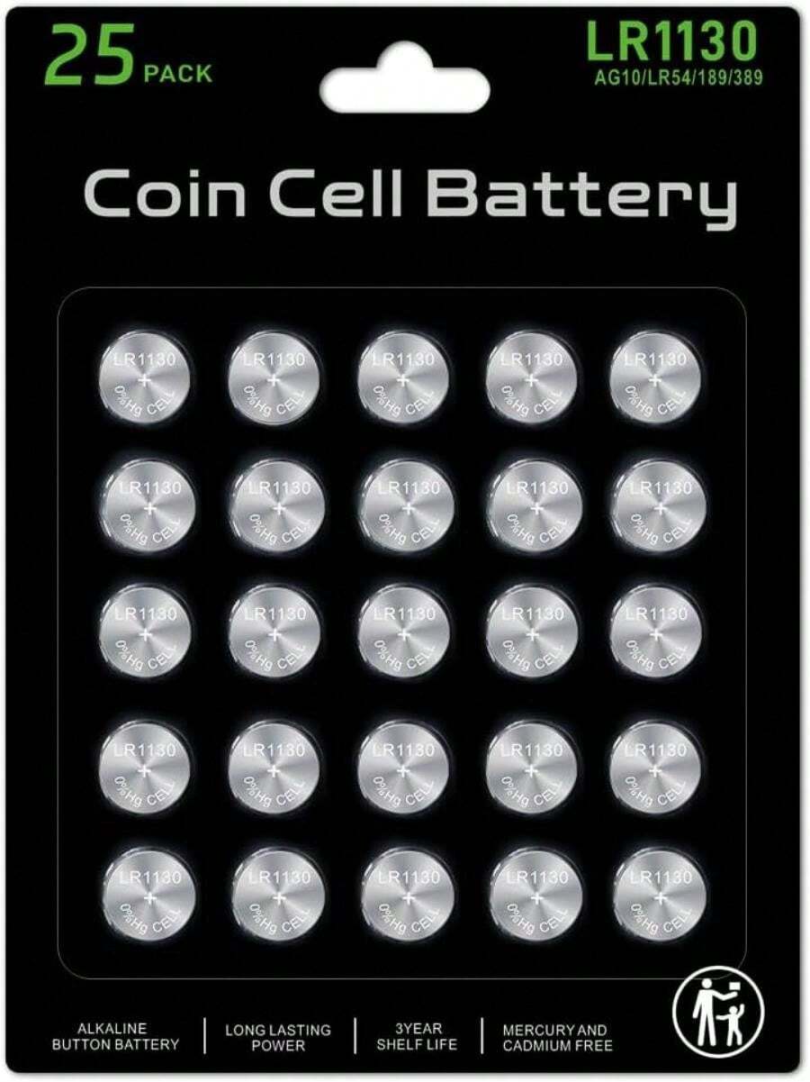 25 Pack LR1130 Battery AG10 Battery,[High Capacity] L1131f SG10 389 189 ...