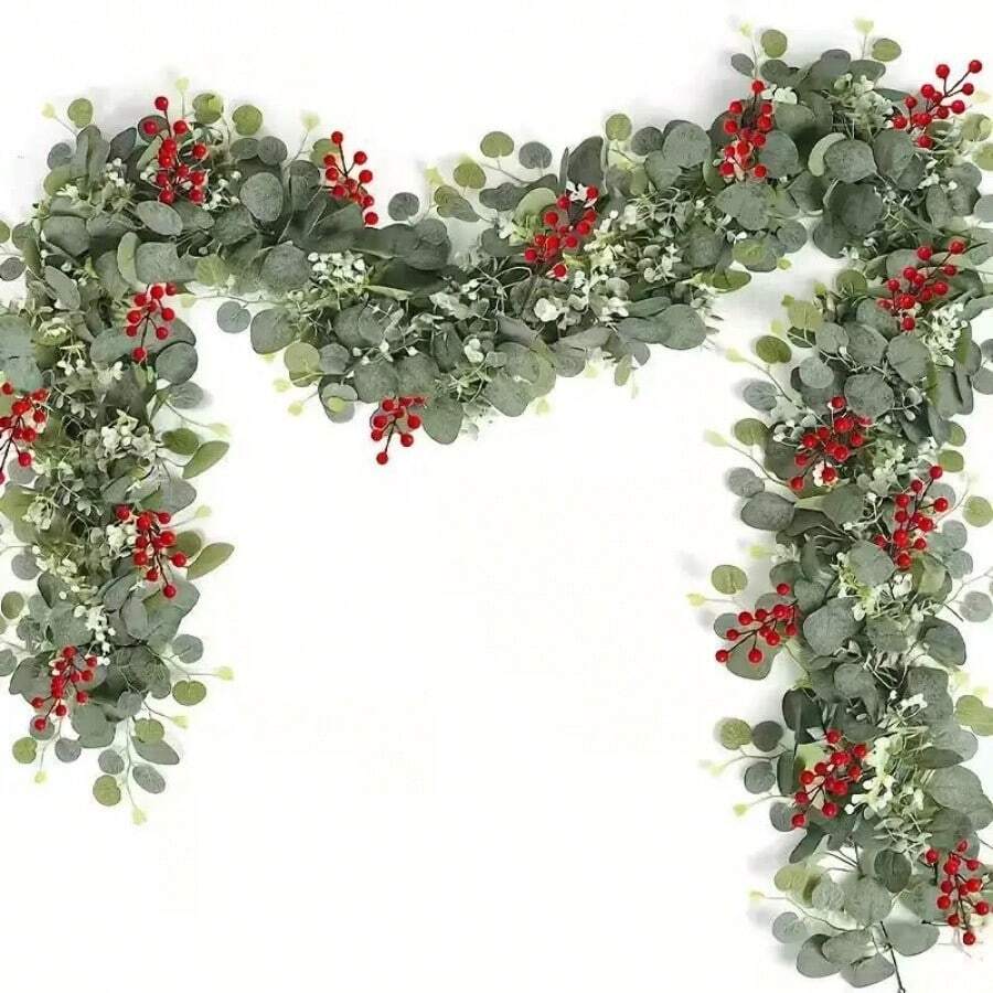 Enredadera de eucalipto simulada de 180CM con fruta roja navideña ...