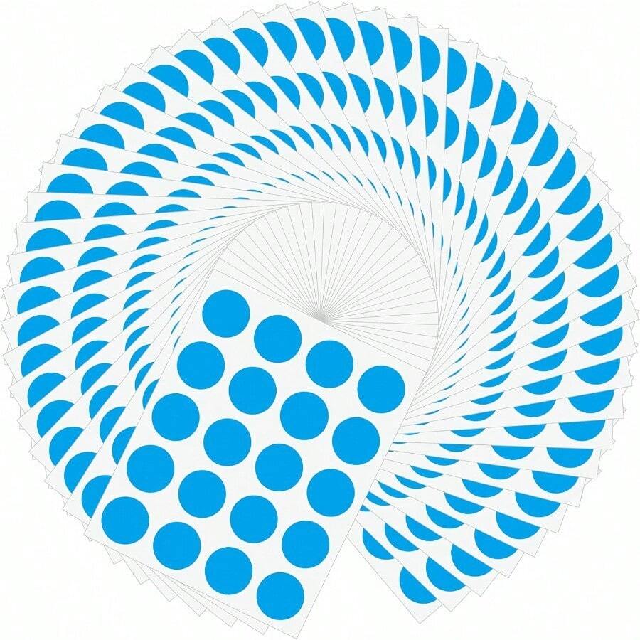 Hybsk 1000Pcs Dot Stickers 20mm Colour Sticker 50 Sheets Assorted Colour Round Coding Circle ...