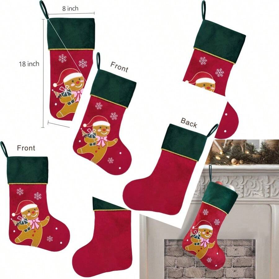 Christmas Stockings With Green Cuff 1 Pack Large Luxury Lovely Ginger ...