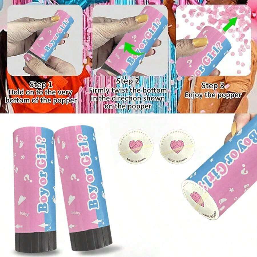 Happy New Year 2026 8pcs Confetti Poppers Cannons For Gender Reveal ...