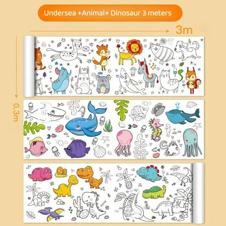 Extra Long Roll Painting Paper, 141.73/177.17/212.6 Inches, Mixed Color ...