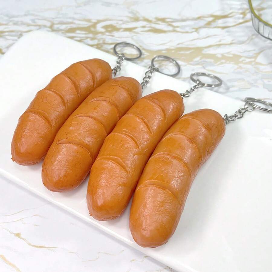 Sausage Keychain PVC Simulation Food Grilled Sausage Food Fake Hot Dog ...