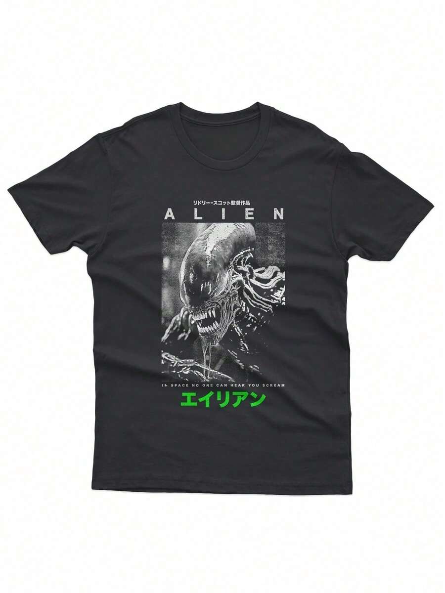 La imagen presenta al icónico Xenomorfo camiseta de hombre, una ...