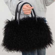 Women's Furry Imitation Wool Handbags Fur Purse Faux Fur Tote Bag For ...