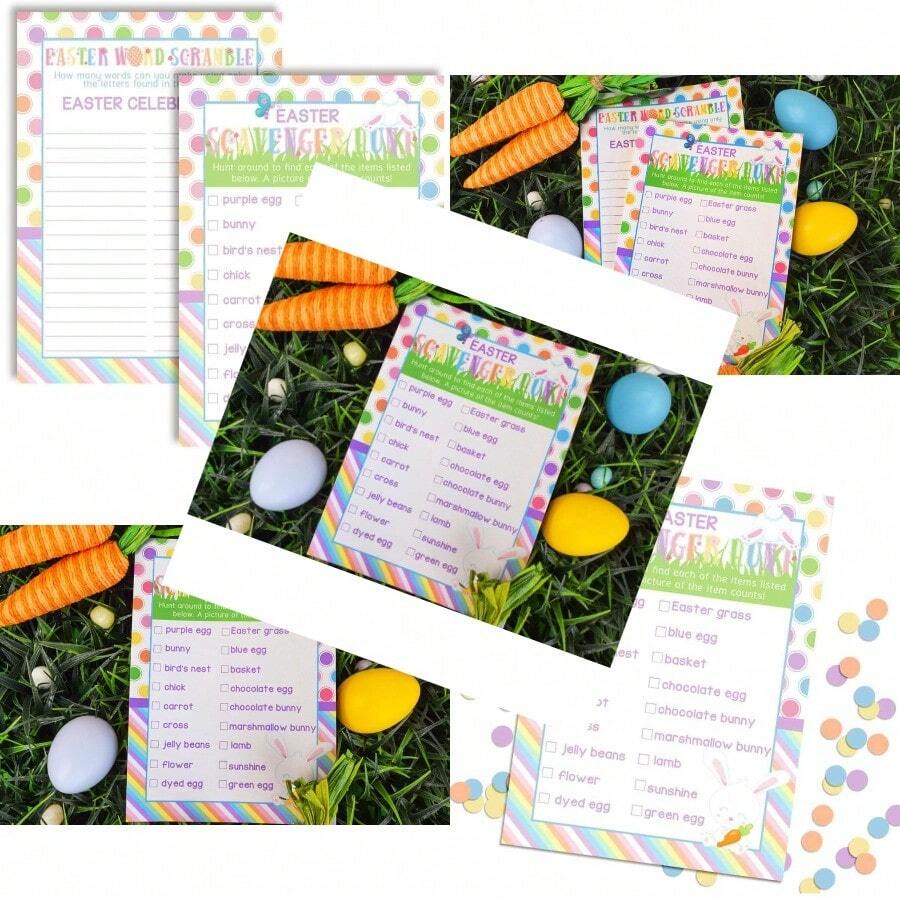 Easter Word Scramble Scavenger Hunt Holiday Fill In Game Cards Ten 5" X ...